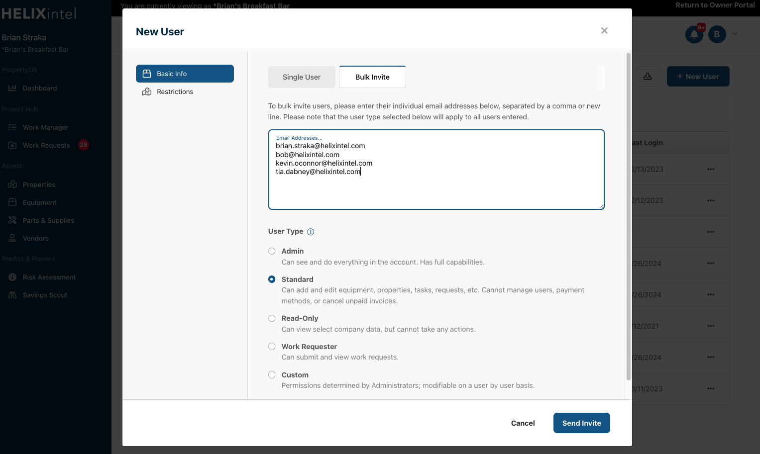 How do I invite users to my company's HelixIntel account? – HelixIntel